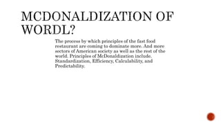 food and health in the age of mcdonaldization | PPT