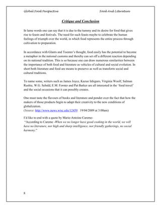 Food and literature | PDF