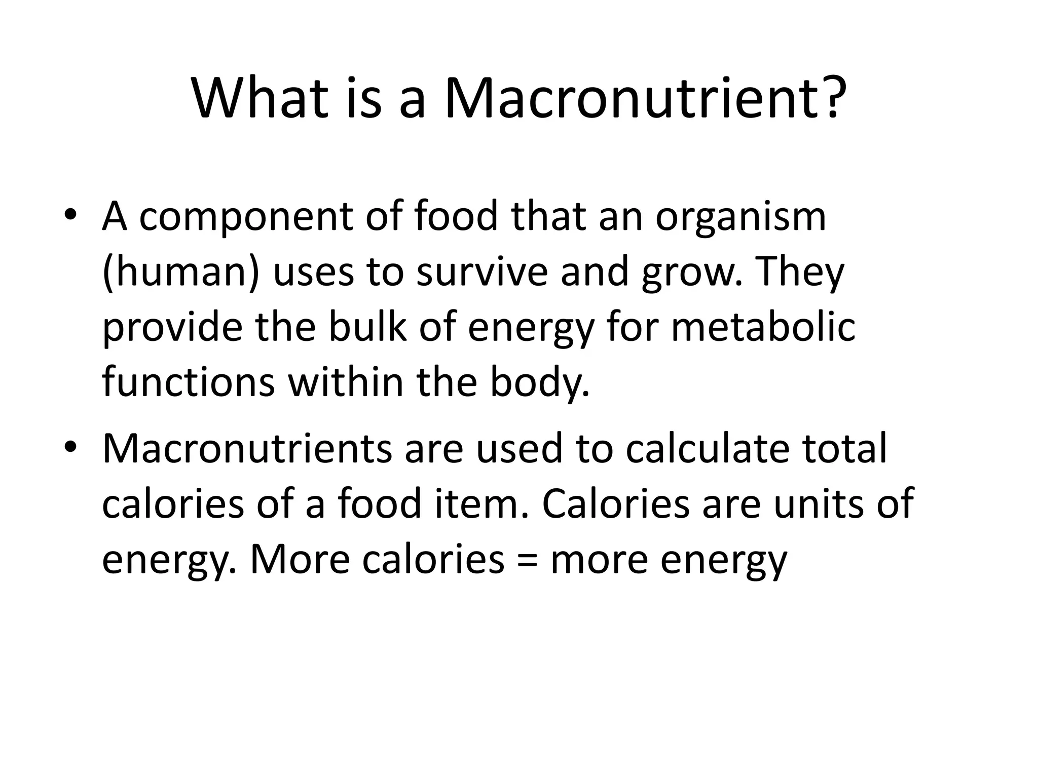 Food and macronutrients lecture | PPTX