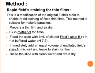 PARASITES STAINING METHODS | PPTX