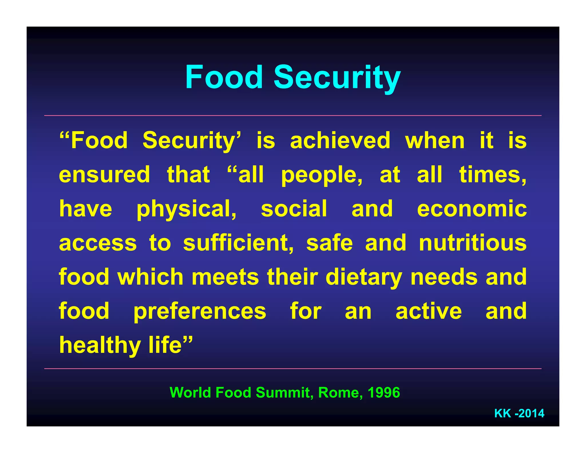 Food and Nutrition Security | PDF