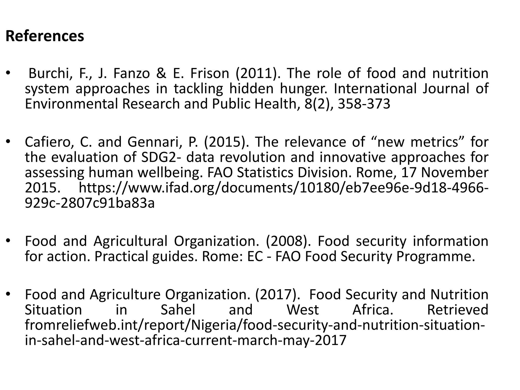 Food and Nutrition Security Dimensions, Indicators and Framework | PPTX