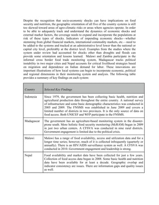Food and nutrition security monitoring and analysis systems final | PDF