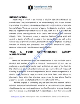 Importance of Food Safety Management to avoid spread of infection | PDF