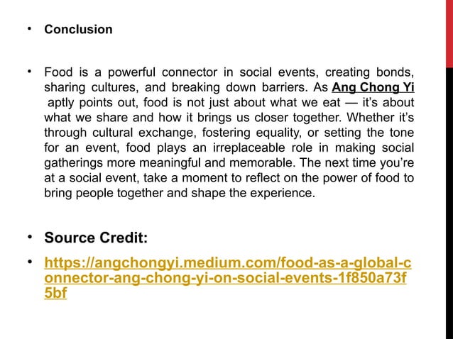 Food as a Global Connector: Ang Chong Yi on Social Events | PPT