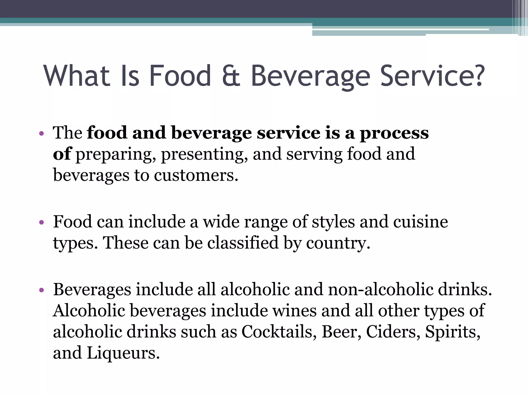 FOOD & BEVERAGE SERVICE BASICS | PPTX