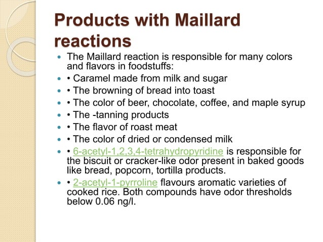 Food browning due Maillard chemical reaction occurs between amino acids ...