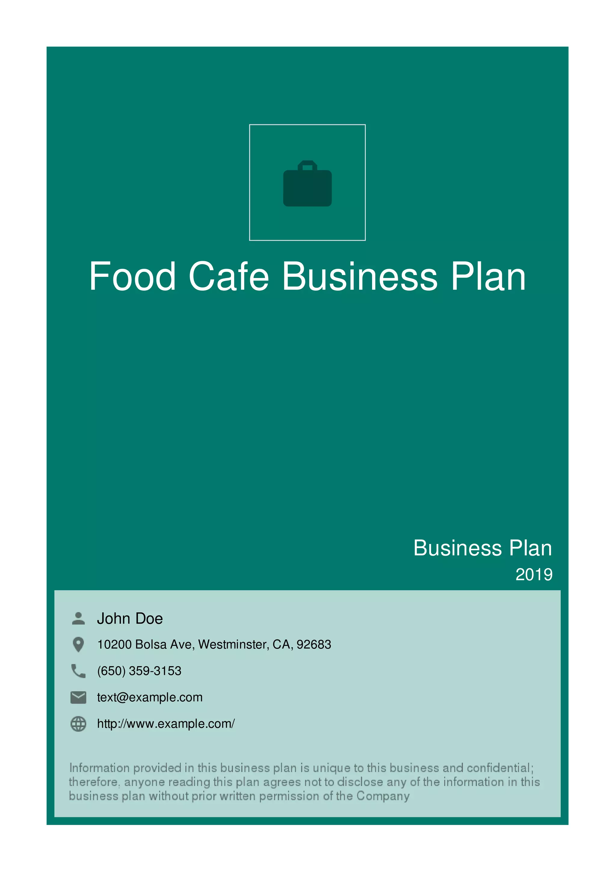 Food Cafe Business Plan Example | PDF
