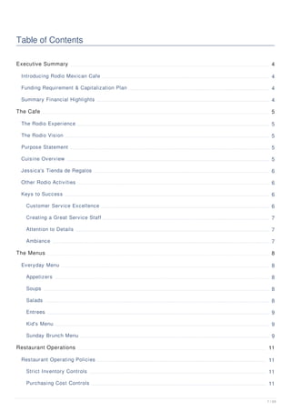 Food Cafe Business Plan Example | PDF