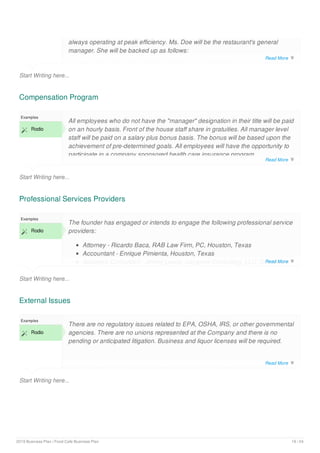 Food Cafe Business Plan Example | PDF