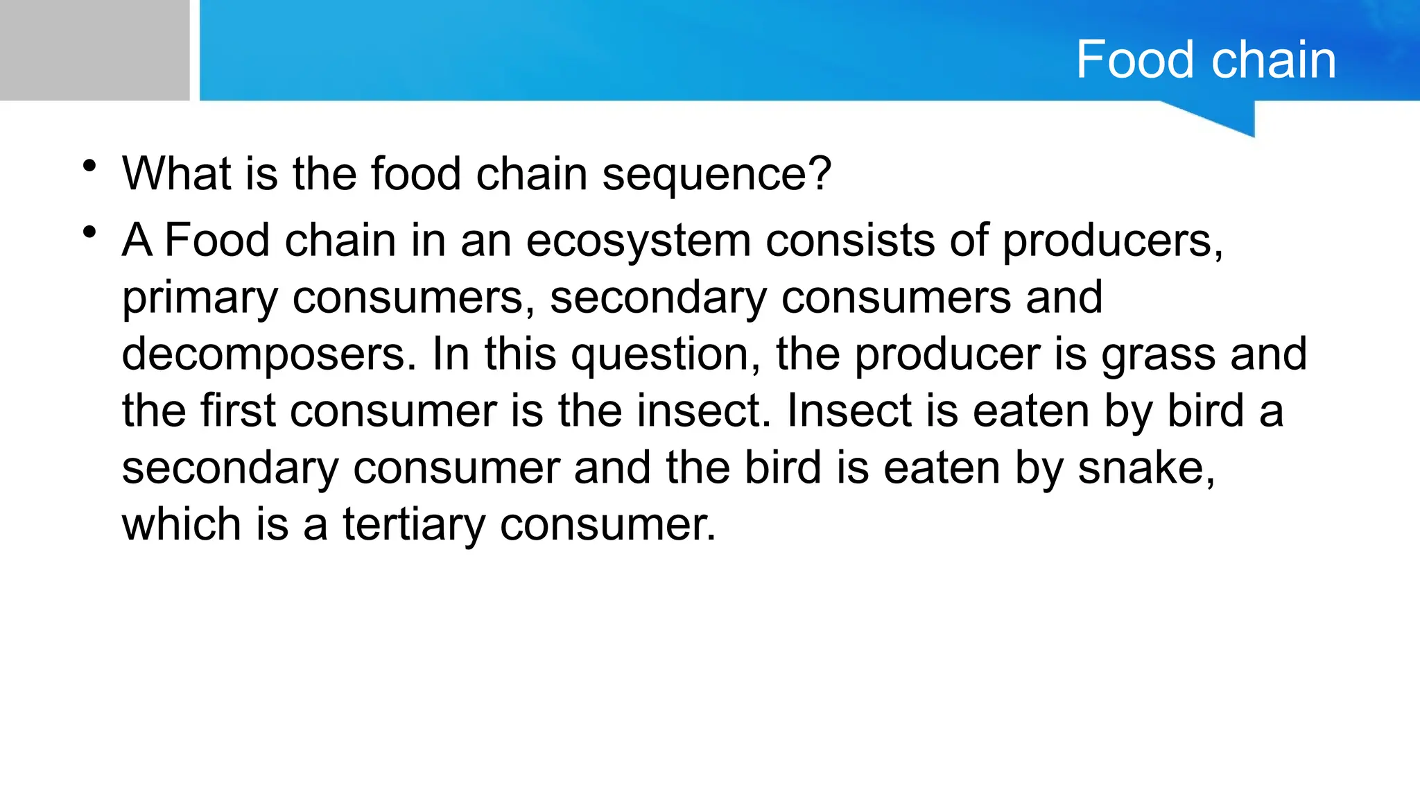 Food Chain and different levels of food chains,role of producers ...