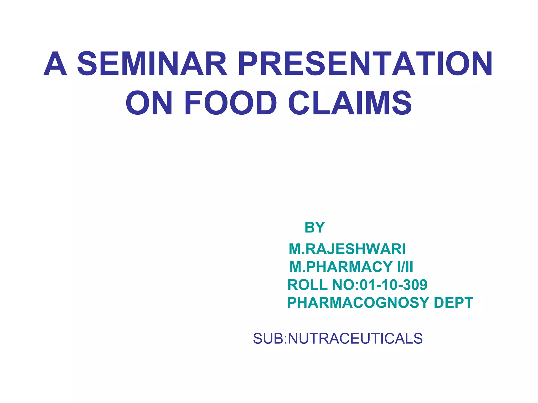 Food claims | PPT