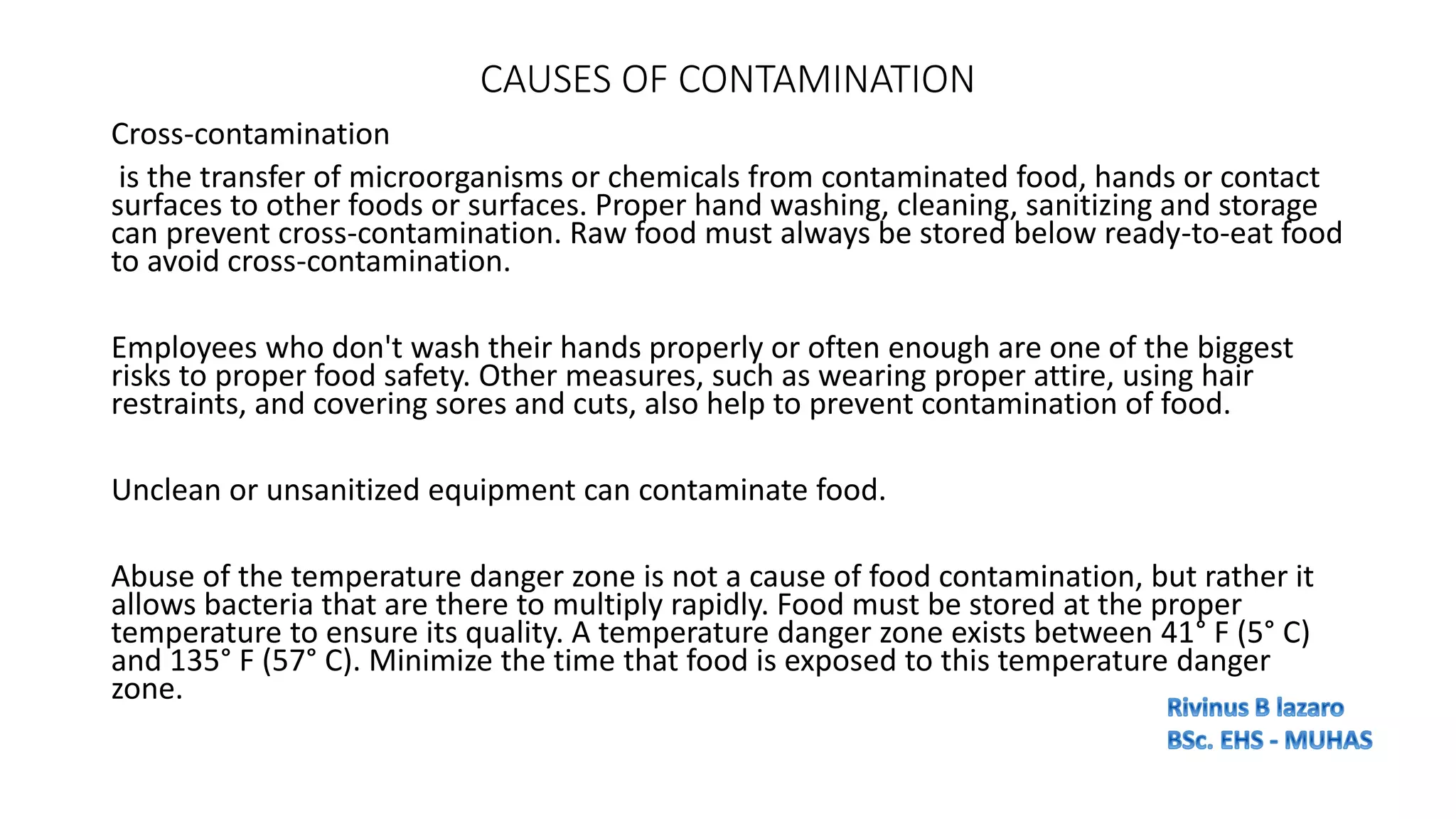 Food safety and Hygiene: Food contamination | PPTX