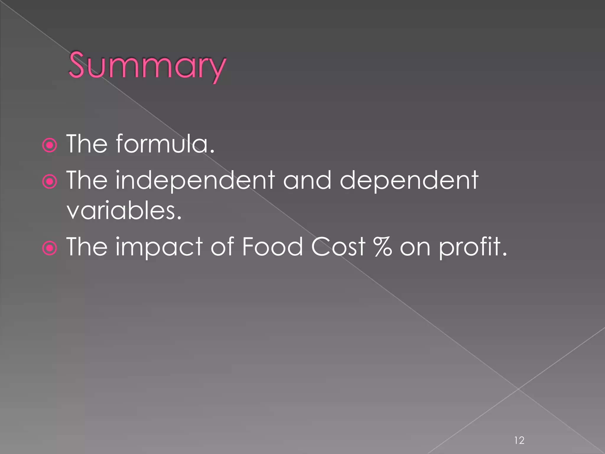Food cost % | PPTX