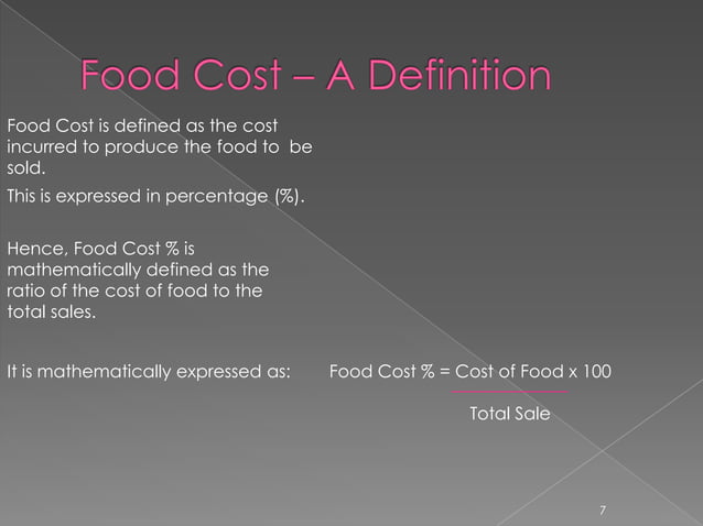 Food cost % | PPTX
