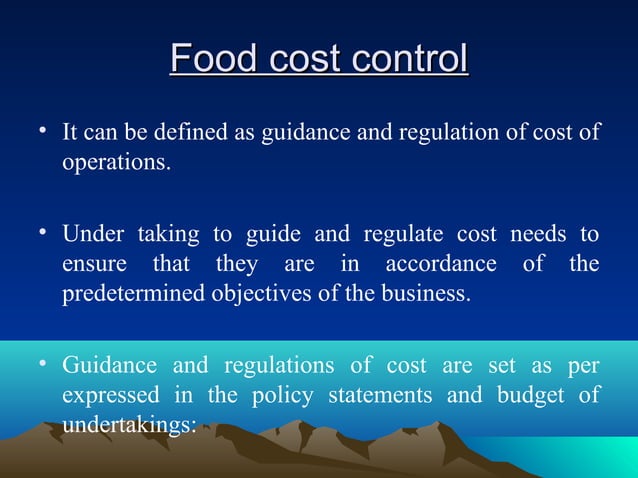 Food cost control | PPT