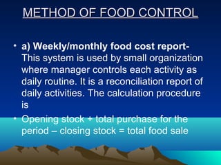Food cost control | PPT