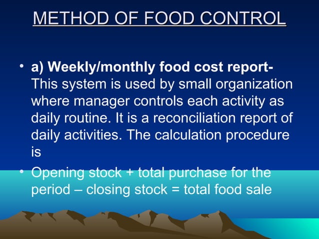 Food cost control | PPT