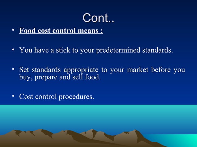 Food cost control | PPT | Business Accounting & Finance | Business