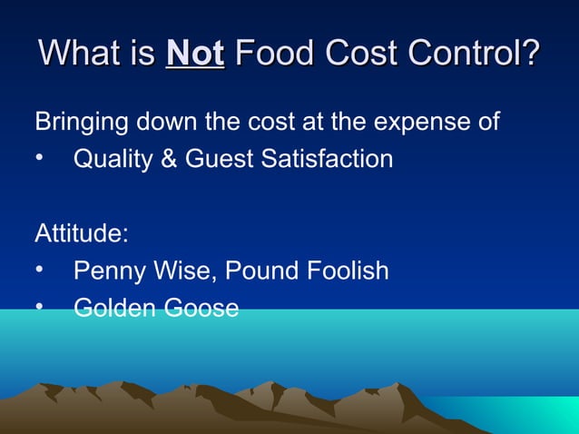 Food cost control | PPT | Business Accounting & Finance | Business