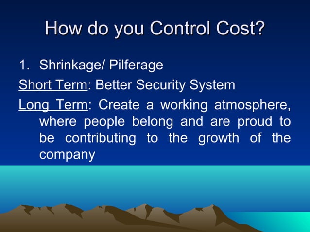 Food cost control | PPT | Business Accounting & Finance | Business