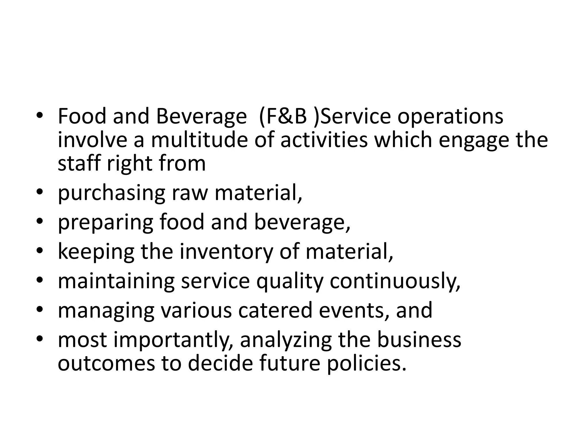 Food cycle or food and beverages service cycle | PPTX
