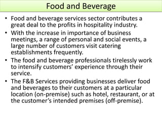 Food and beverage service meaning online