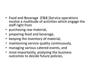 Food cycle or food and beverages service cycle | PPTX