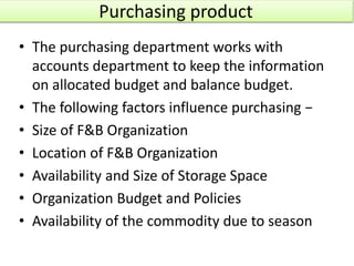 Food cycle or food and beverages service cycle | PPTX