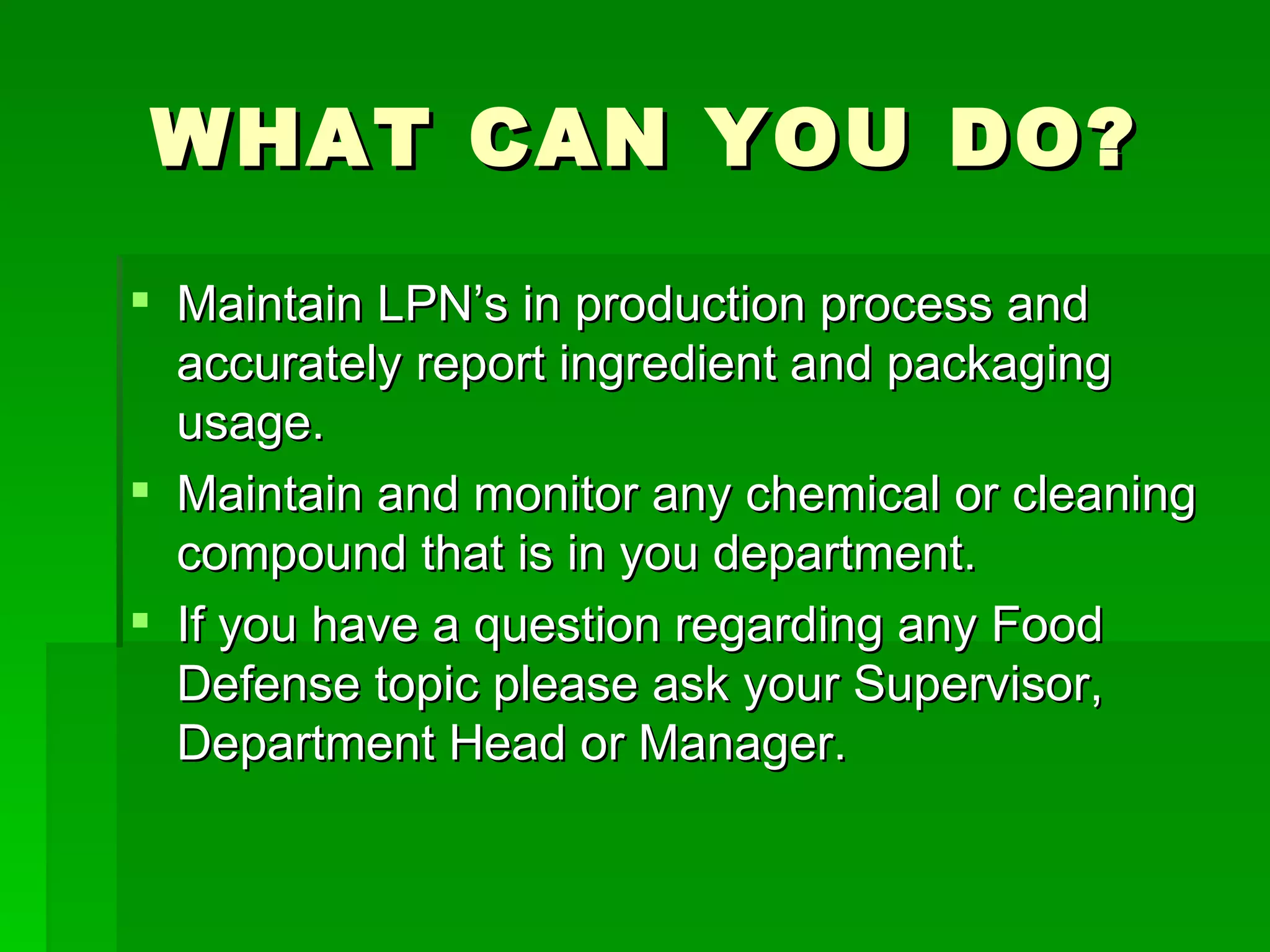 Food Defense Slide | PPT