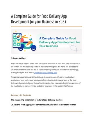 A Complete Guide for Food Delivery App Development for your Business in ...