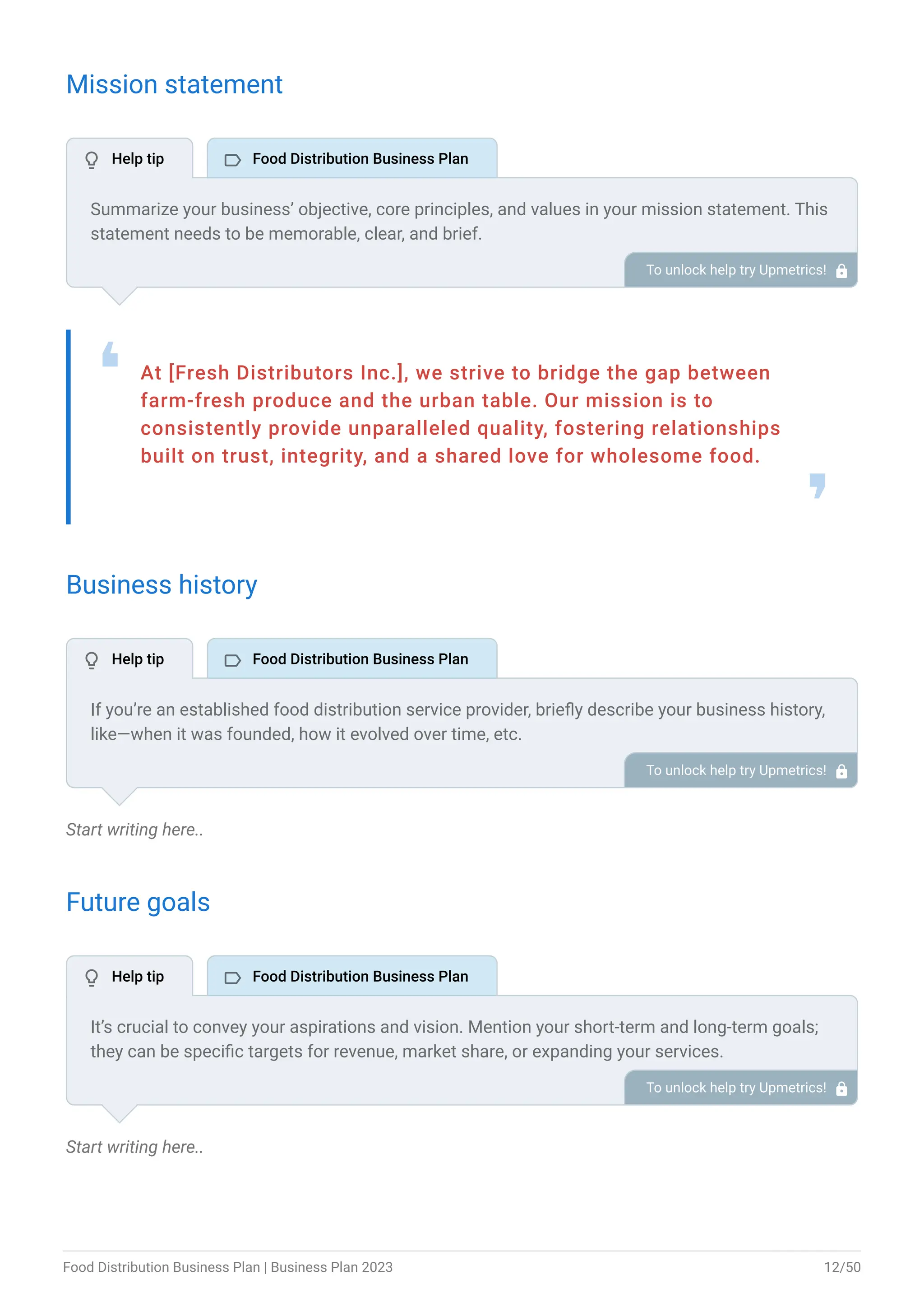 food distribution business plan example | PDF