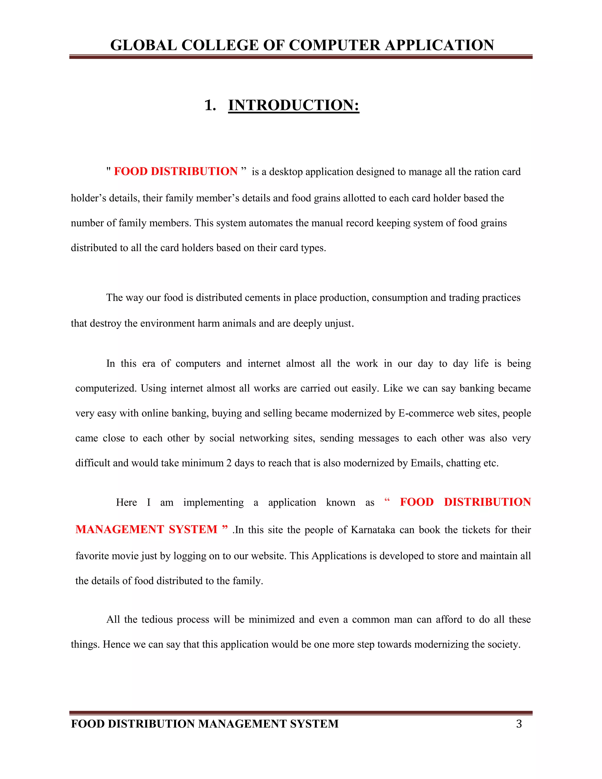 Food distribution management system | PDF