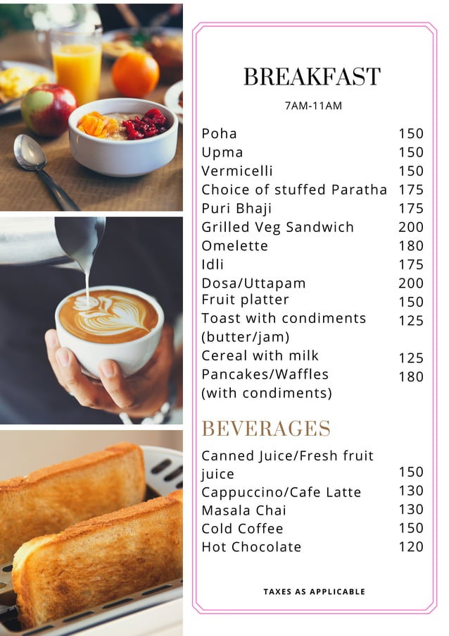 In-Room Dining Menu (Contactless) | PDF