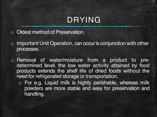 Processing Food Drying in food technology | PDF