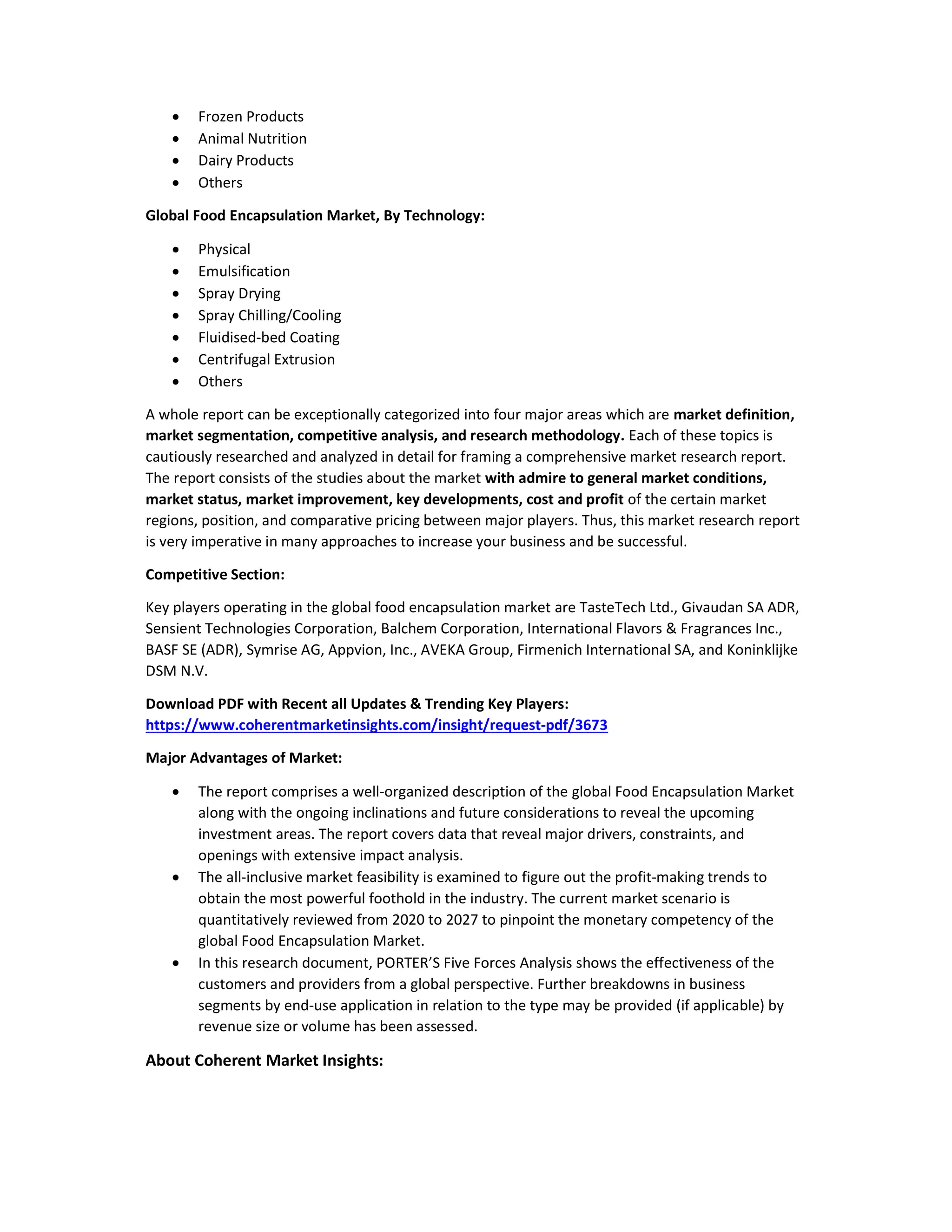 Food encapsulation market | PDF