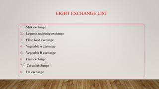 Food exchange list and dietary guidelines for food.pptx