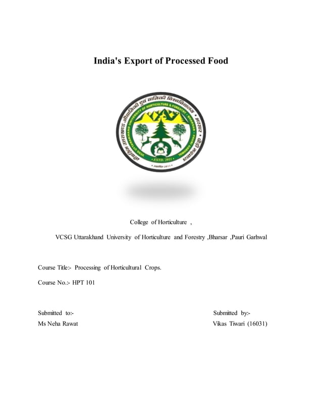 Processed Food export india | PDF