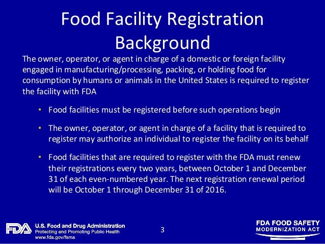 US FDA Food Facility Registration - Aug 2016 US FDA Food Facility Registration - Aug 2016