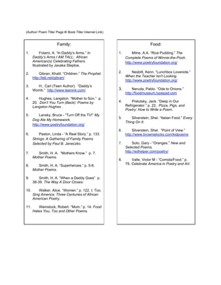 Food&family poetry brochure | PDF