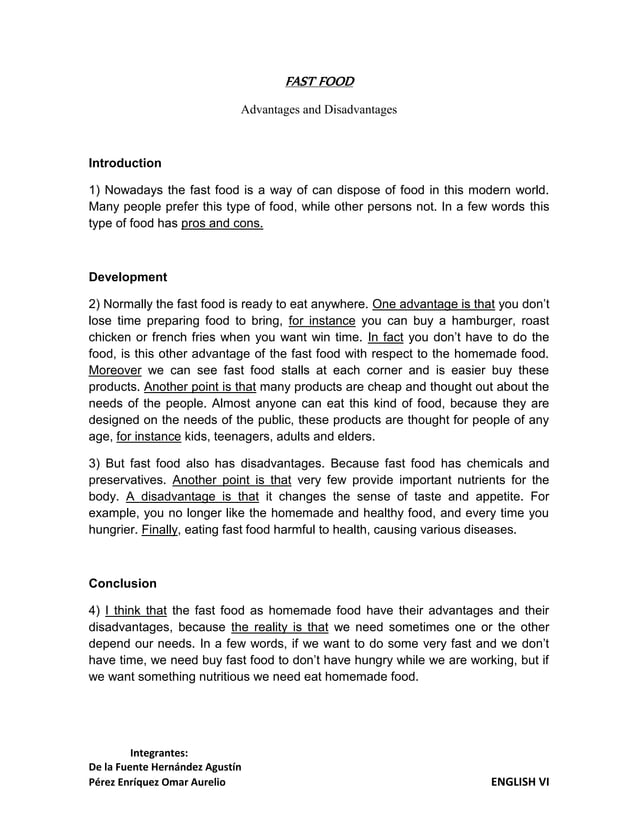 Food fast pros y cons | PDF Food fast pros y cons | PDF