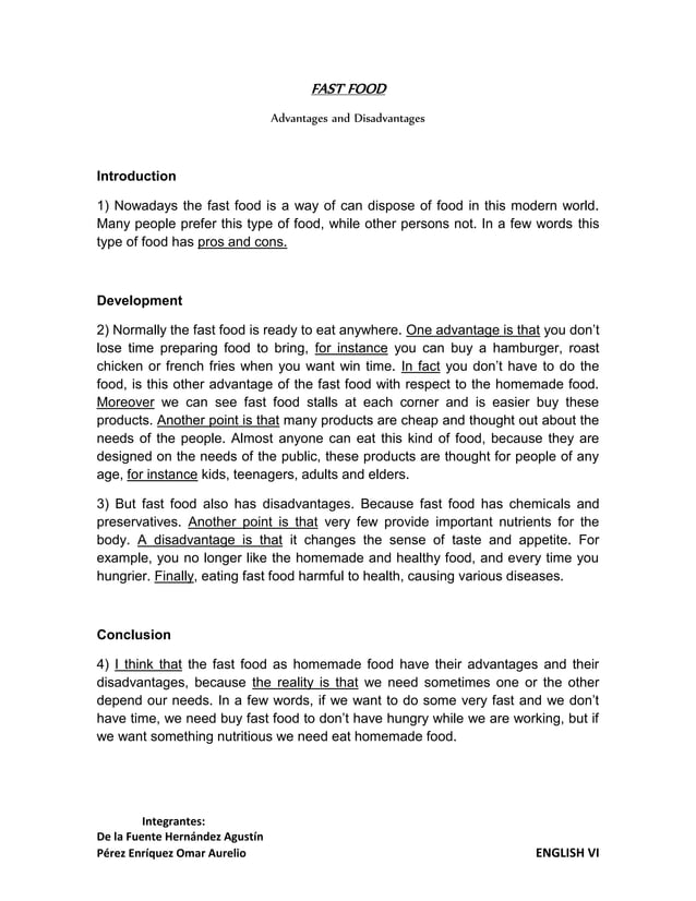 Food fast pros vs cons | PDF