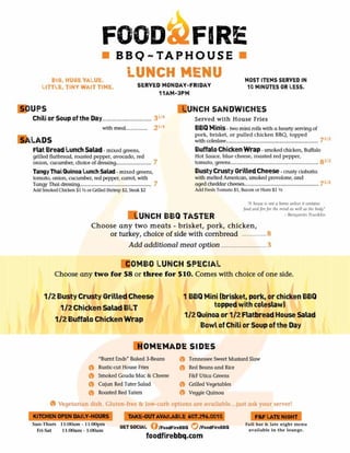 Food&fire lunch menu sept2014 web | PDF