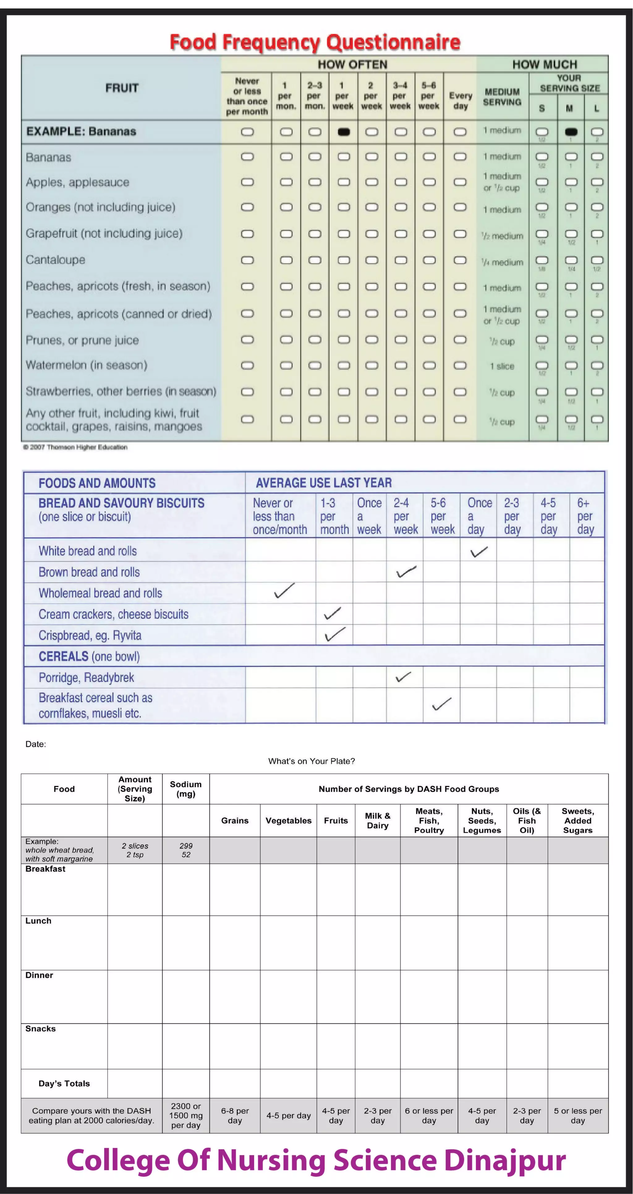 Food frequency questionnaire | PDF | Food & Drink