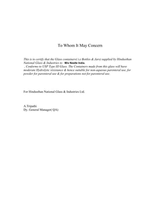 Food Grade Certificate | DOC