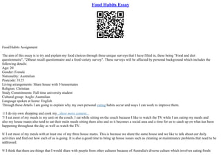 Food Habits Essay | PPT