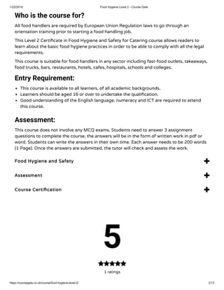 Food Hygiene Level 2 - Course Gate | PDF