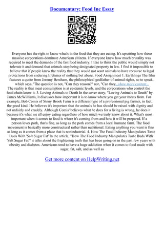 Food Inc Essay | PDF