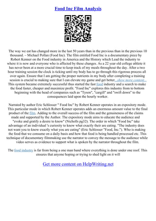 Food Inc Movie Essay | PDF