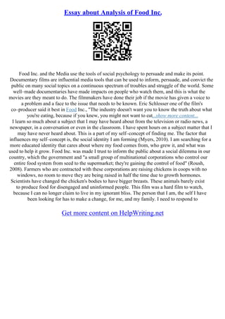 Food Inc Movie Essay | PDF